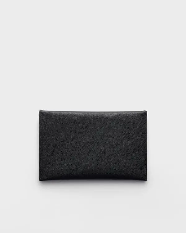 Prada Saffiano Leather Envelope Clutch With Card Slots - Black