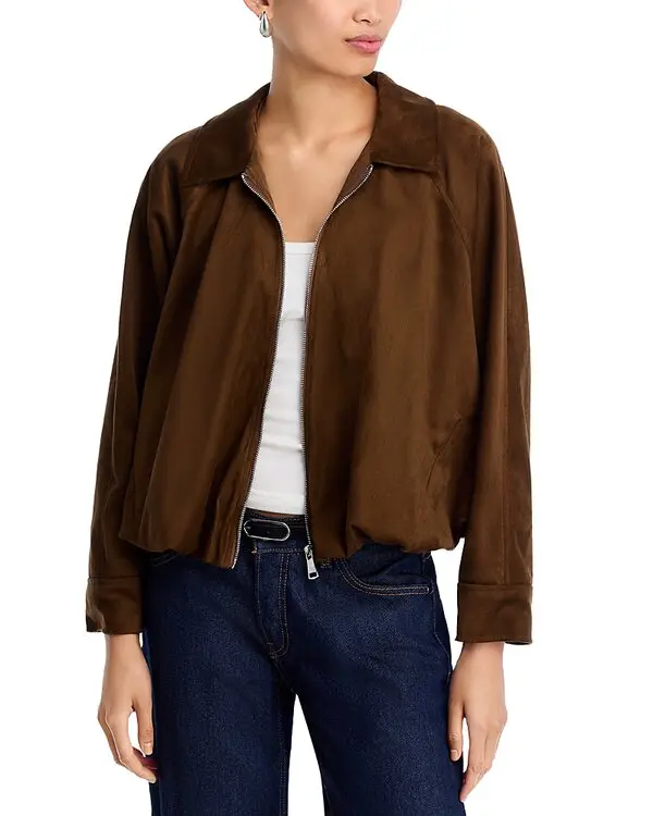 Steve Madden Faux Suede Bubble Bomber Jacket