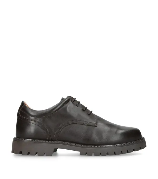 PAPOUELLI Leather Lace-up School Shoes - Brown
