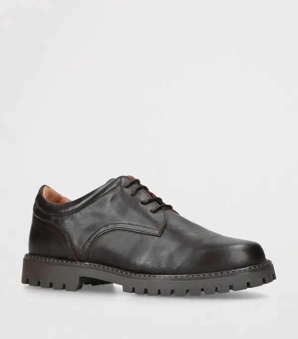PAPOUELLI Leather Lace-up School Shoes - Brown