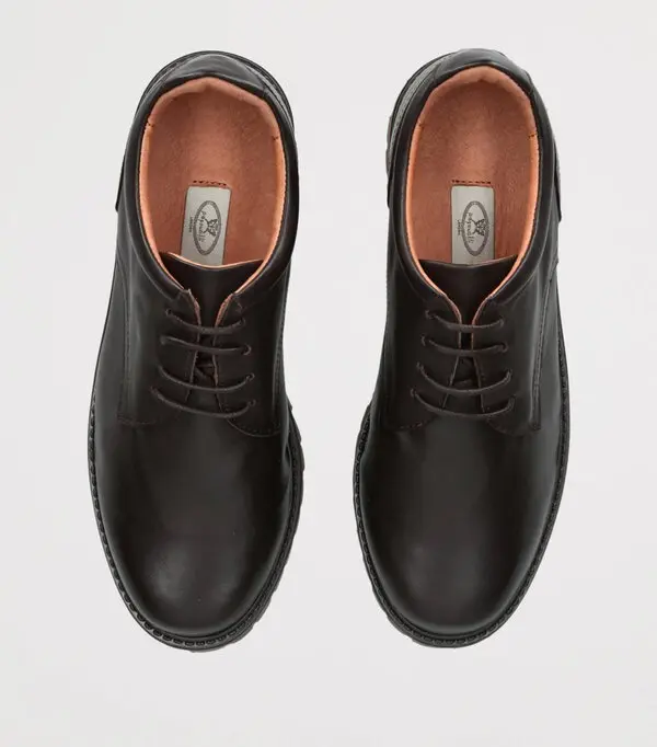 PAPOUELLI Leather Lace-up School Shoes - Brown
