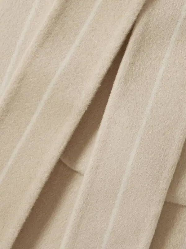 JOSEPH Scheffer Belted Striped Wool And Silk-blend Coat