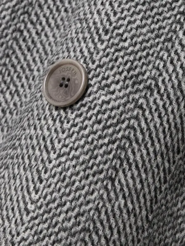 JOSEPH Navarre Belted Herringbone Wool Coat - Gray