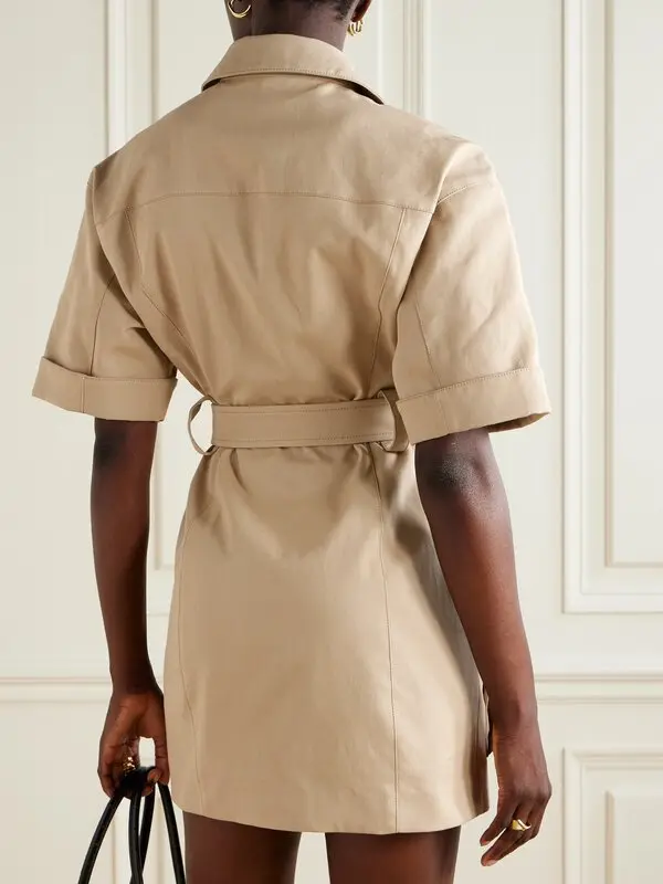 Balmain Belted Cotton-gabardine Mini Dress