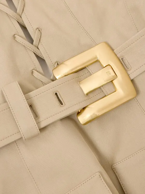 Balmain Belted Cotton-gabardine Mini Dress