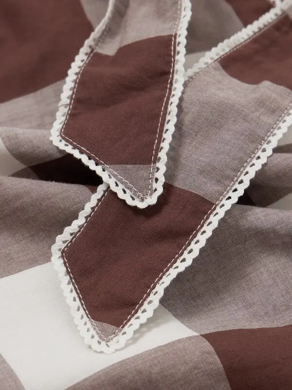 Posse Callie Cropped Gingham Cotton-voile Top - Brown