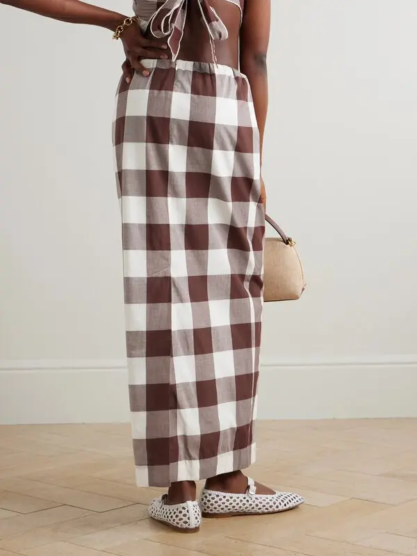 Posse Mira Gingham Cotton-voile Maxi Skirt
