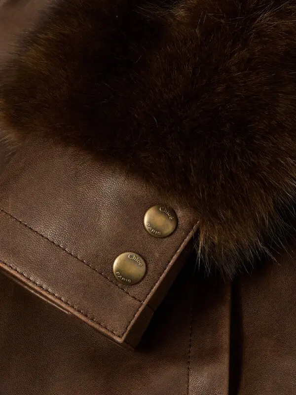 Chloé Cropped Shearling-trimmed Leather Jacket