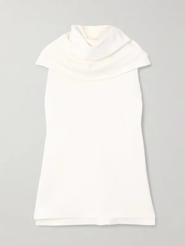 Another Tomorrow Draped Crepe Blouse - Neutrals
