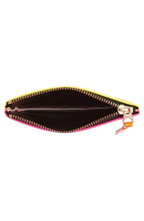 Comme Des Garçons Super Fluo Leather Zip Pouch - Pink Yellow