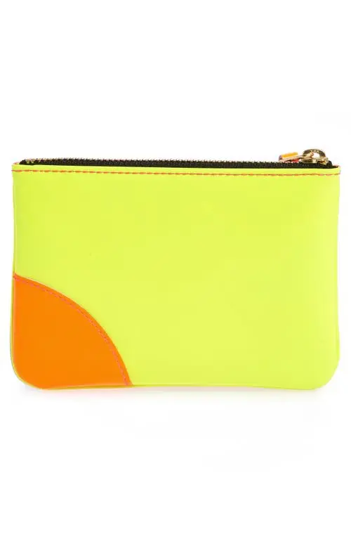 Comme Des Garçons Super Fluo Leather Zip Pouch - Pink Yellow