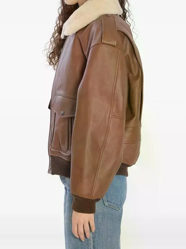 Saint Laurent Shearling-collar Leather Bomber Jacket