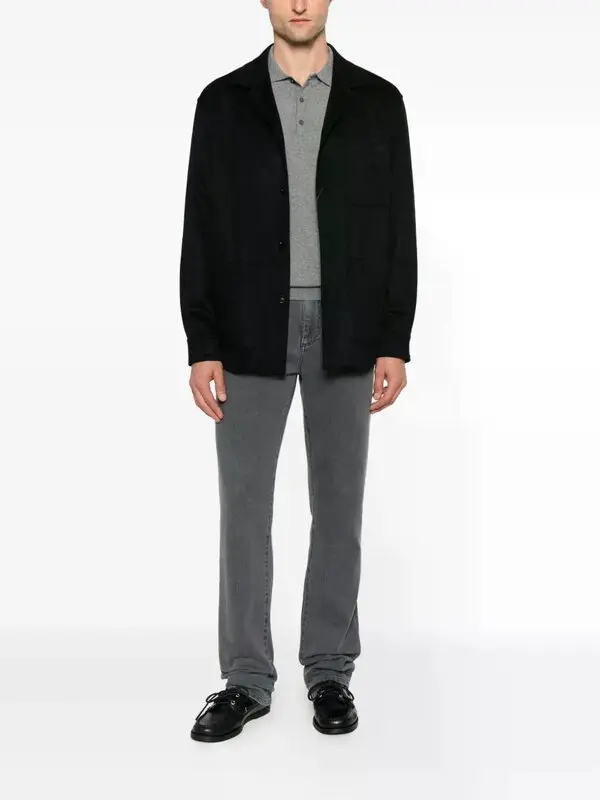 Canali Long-sleeve Polo Shirt - Grey