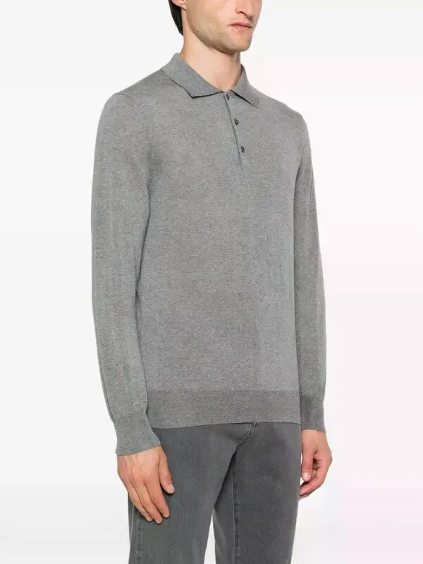 Canali Long-sleeve Polo Shirt - Grey