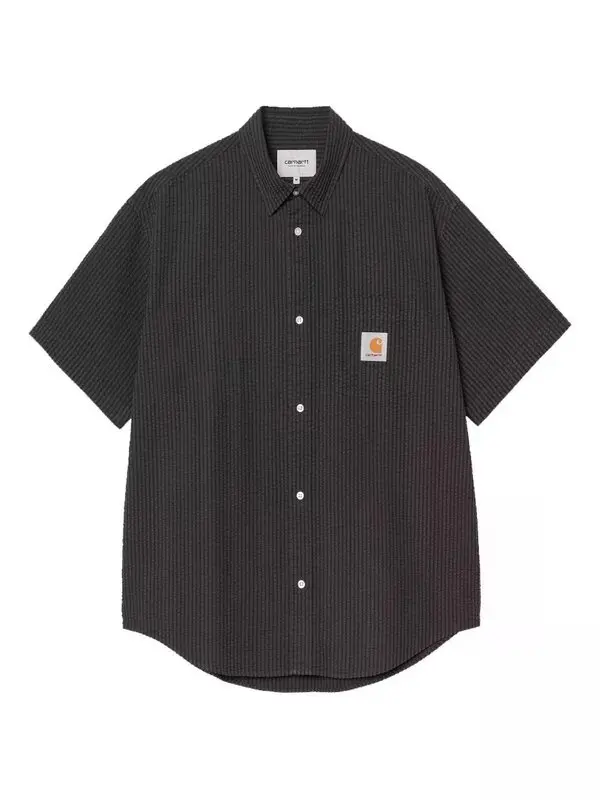 Carhartt Work In Progress Textured Logo-patch Shirt - Black
