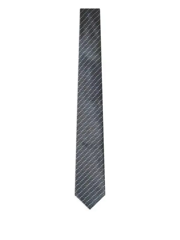 Giorgio Armani Jacquard-weave Chevron-print Silk Tie - Grey