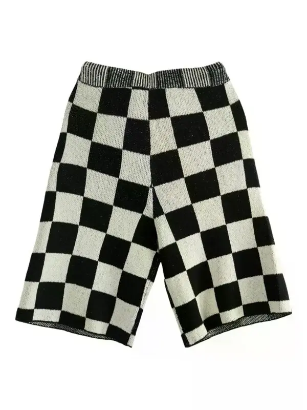 THE ELDER STATESMAN Nora Lite Creatures Check-pattern Shorts - Black