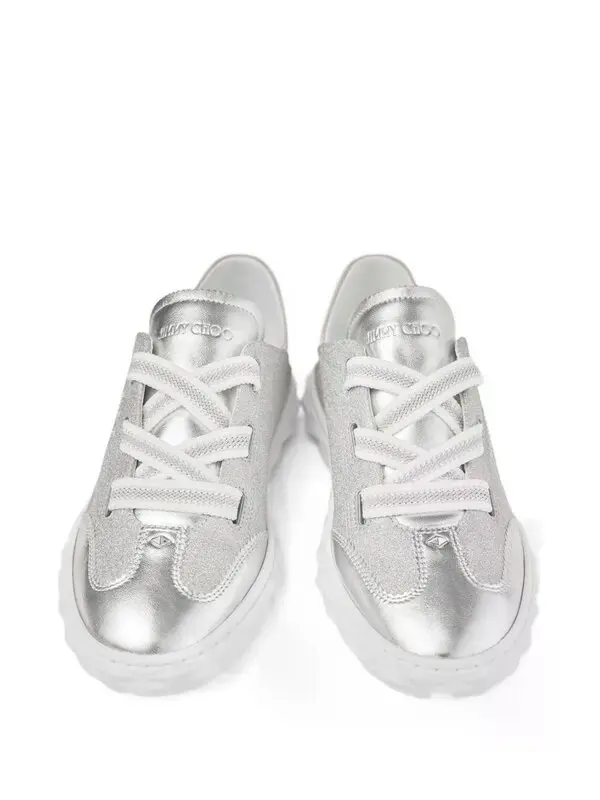 JIMMY CHOO Embroidered-logo Sneakers - V Silver