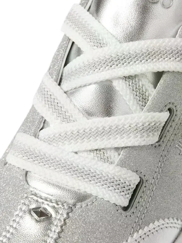 JIMMY CHOO Embroidered-logo Sneakers - V Silver