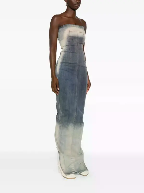 Rick Owens Strapless Denim Maxi Dress