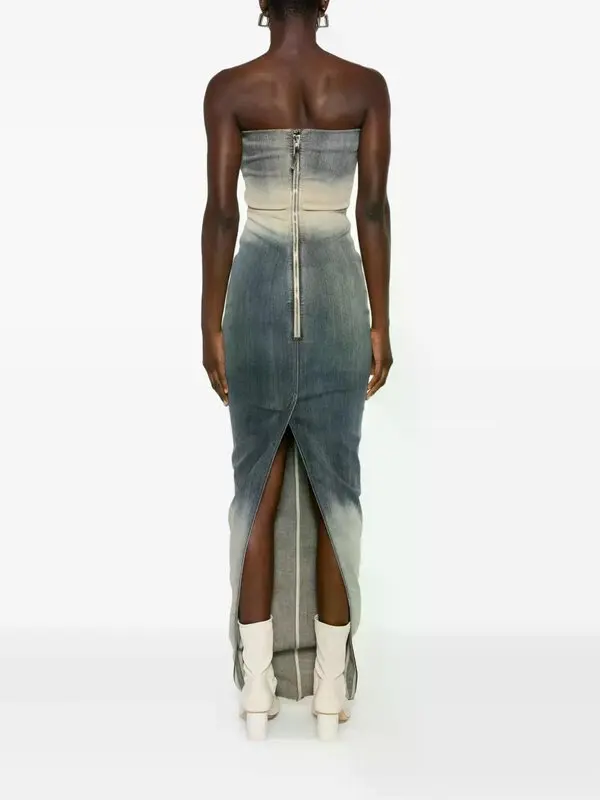 Rick Owens Strapless Denim Maxi Dress