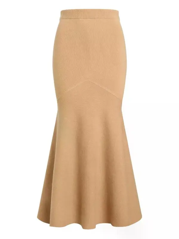 PATOU Fishtail Wool Skirt - Brown
