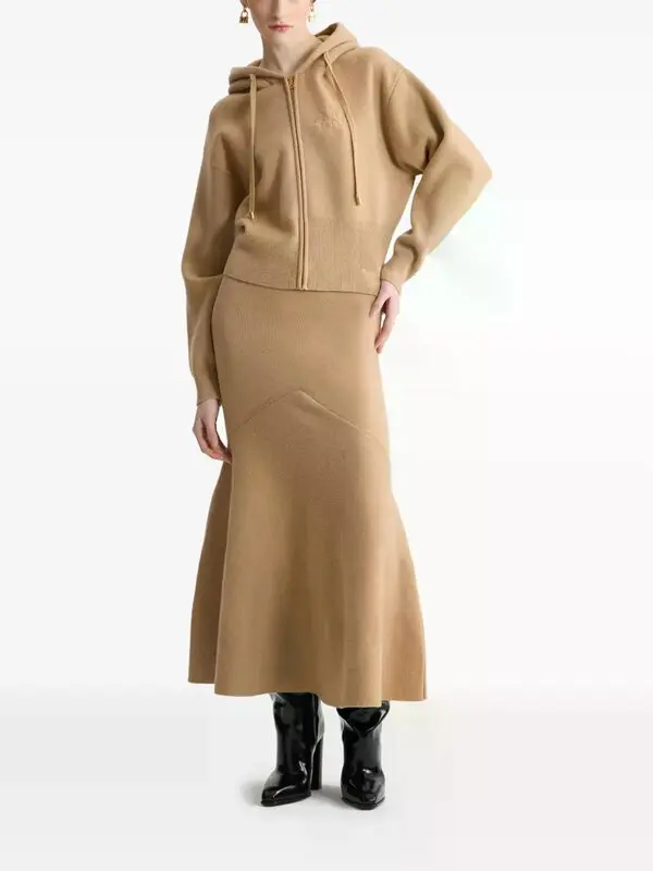PATOU Fishtail Wool Skirt - Brown