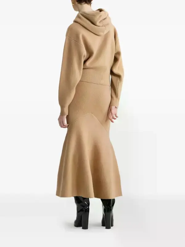PATOU Fishtail Wool Skirt - Brown