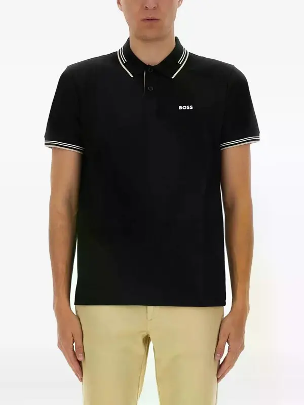 BOSS Tipped Polo Shirt - Black