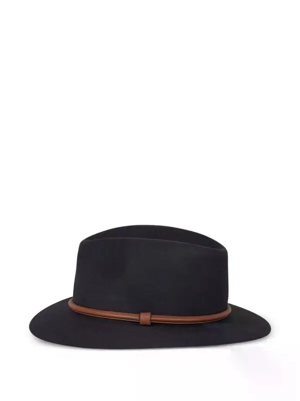SIGNES Leather-trimmed Felt Hat - Grey
