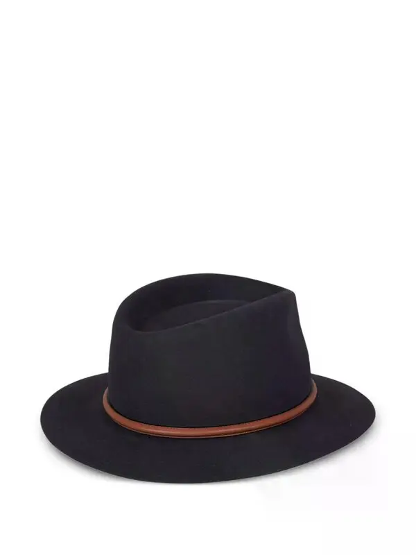 SIGNES Leather-trimmed Felt Hat
