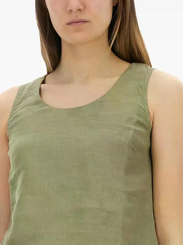 120% Lino Round-neck Linen Top - Green