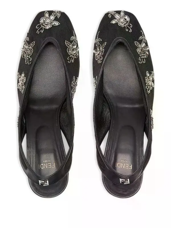 Fendi 46mm Embellished Slingback Heeled Pumps