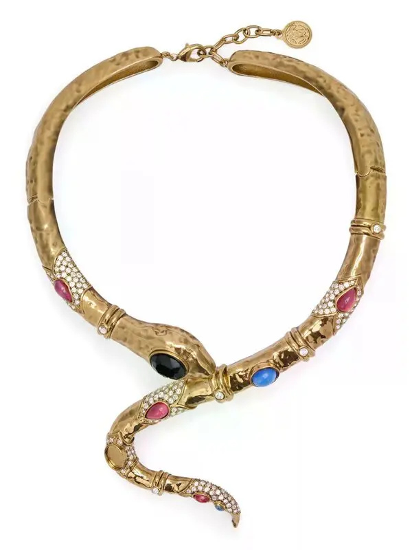 Roberto Cavalli Snake-shaped Crystal-embellished Necklace - Gold
