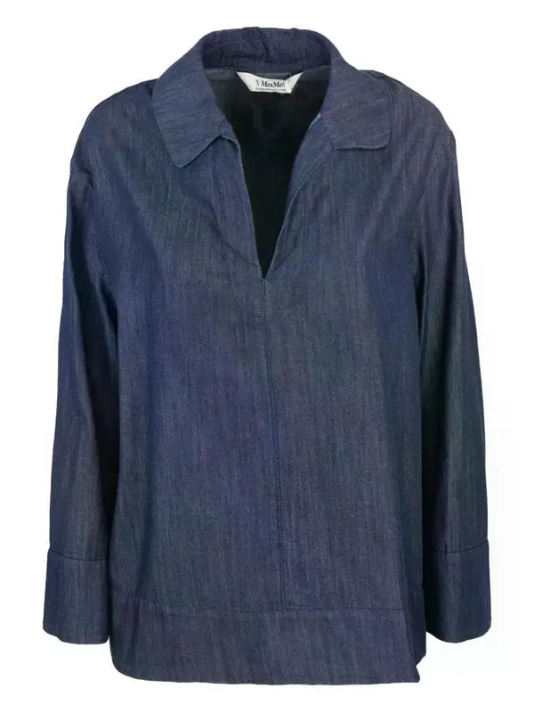 Max Mara Denim Collared Top