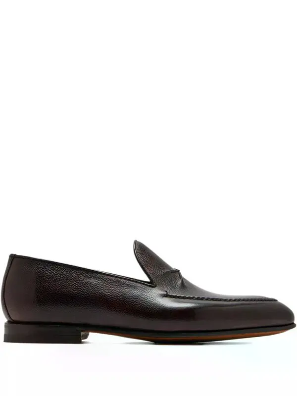Bontoni De Bustis Pebble-grain Leather Loafers
