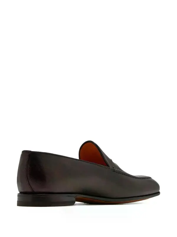 Bontoni De Bustis Pebble-grain Leather Loafers