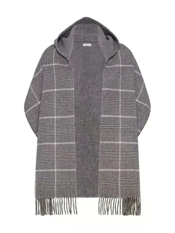 Brunello Cucinelli Checked Cashmere Scarf - Grey