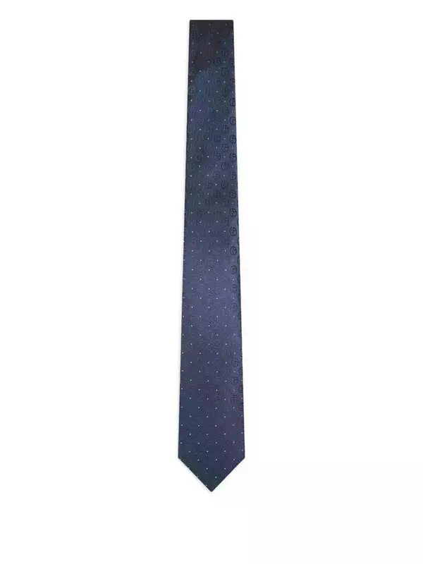 Giorgio Armani Monogram-pattern Tie - Blue