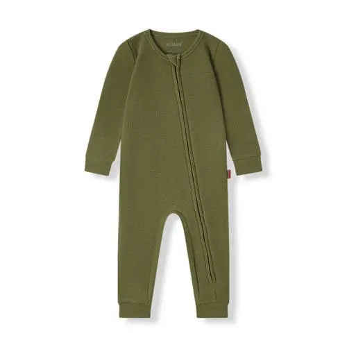 MILKBARN Waffle Zipper Pajama - Olive