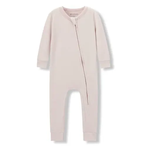 MILKBARN Luxe Solid Zipper Pajama - Sepia Rose