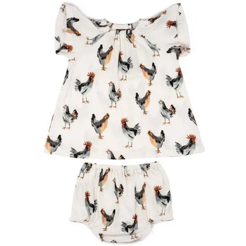 MILKBARN Organic Cotton Dress And Bloomer Set - Chicken