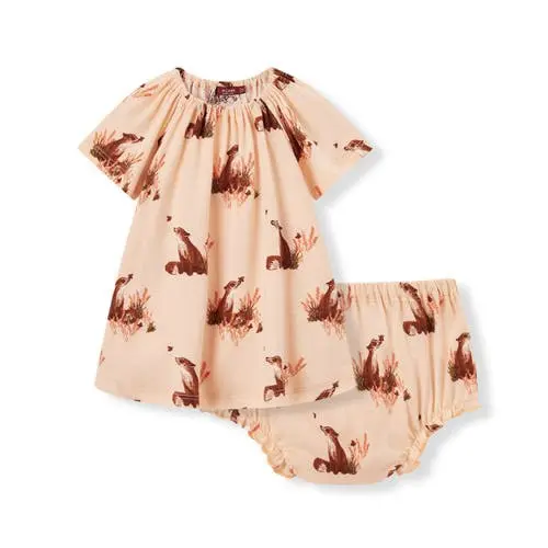 MILKBARN Organic Cotton Dress And Bloomer Set - Floral Fox