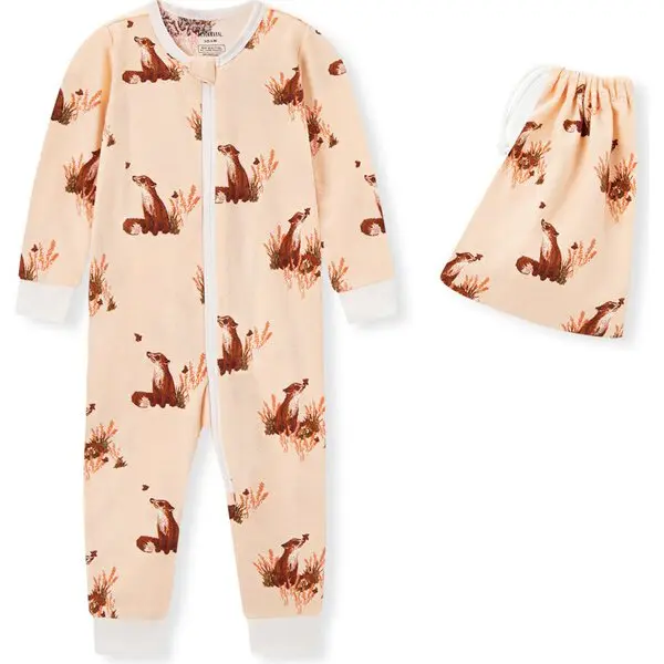 MILKBARN Organic Cotton Zipper Pajama - Floral Fox
