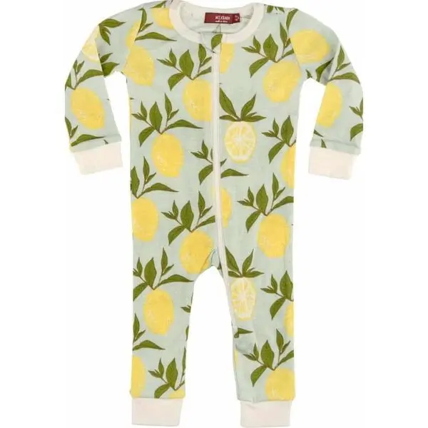 MILKBARN Organic Cotton Zipper Pajama - Lemon