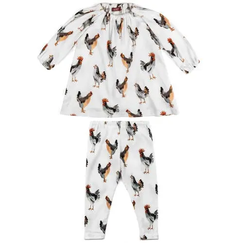 MILKBARN Organic Cotton Dress And Legging Set - Chicken