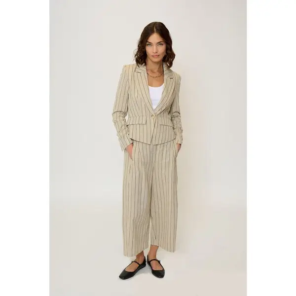 Central Park West Rose Dickey Striped Blazer
