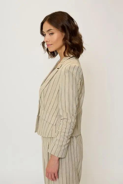 Central Park West Rose Dickey Striped Blazer