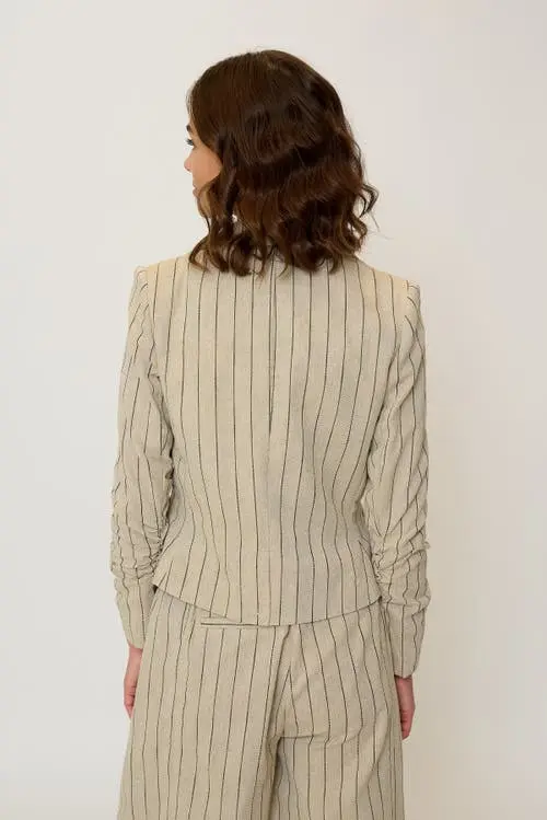 Central Park West Rose Dickey Striped Blazer