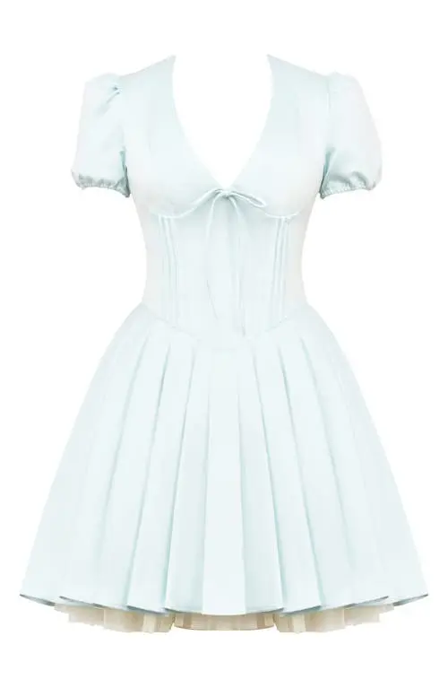 House Of Cb Imani Pleated Puff Sleeve Mini Dress